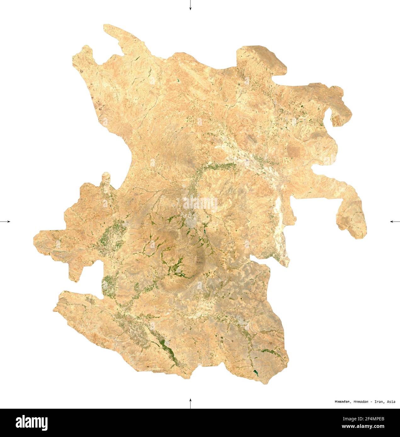 Hamadan, province of Iran. Sentinel-2 satellite imagery. Shape isolated ...