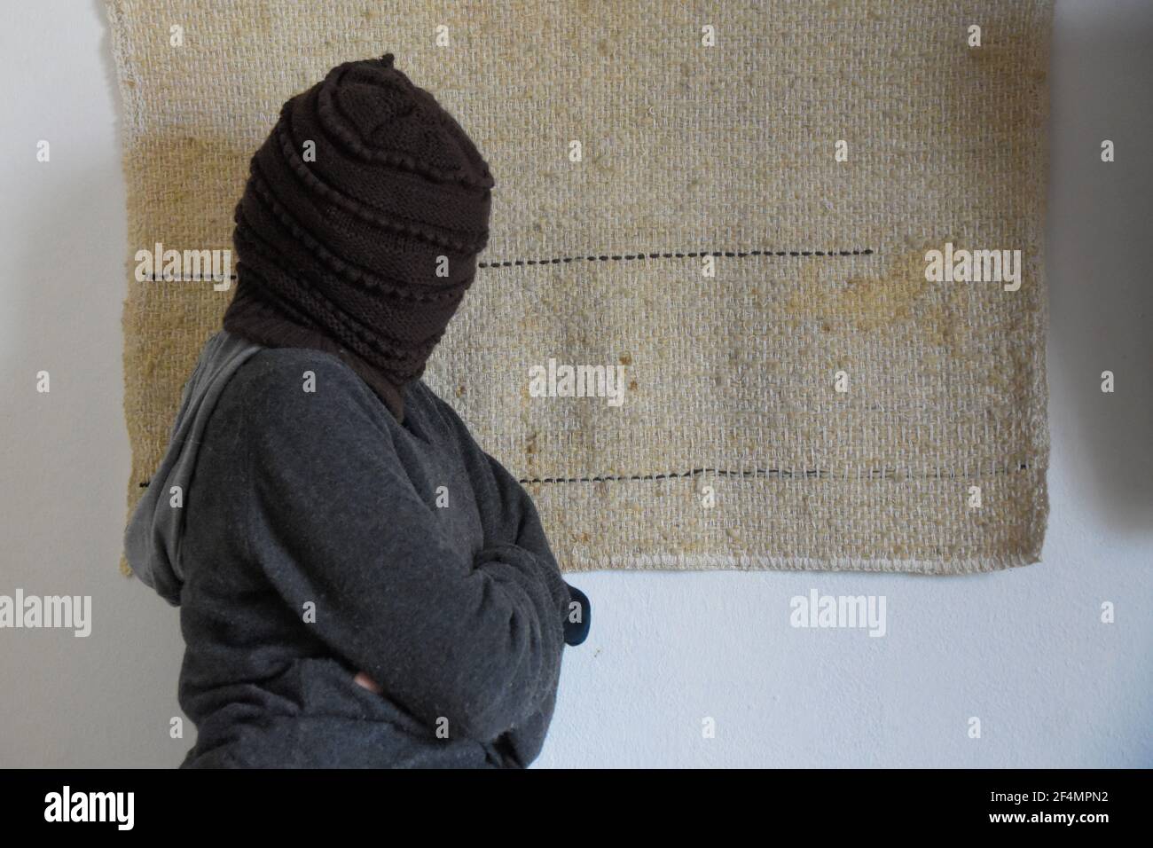 Wool cap covering head Stock Photo - Alamy