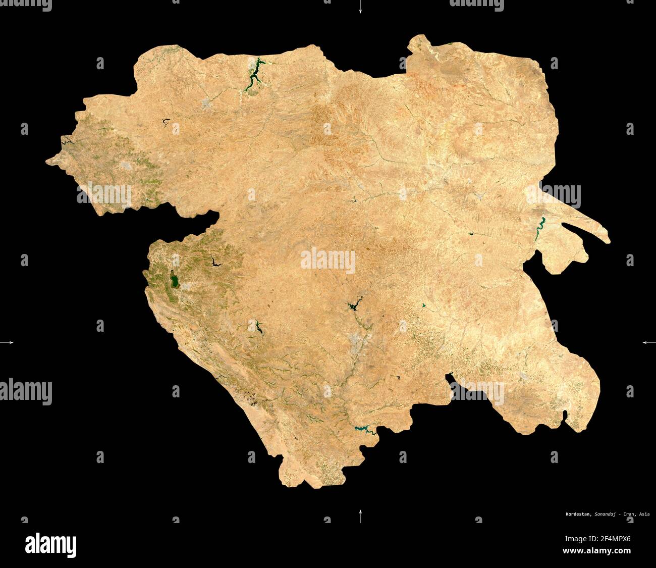 Kordestan, province of Iran. Sentinel-2 satellite imagery. Shape ...