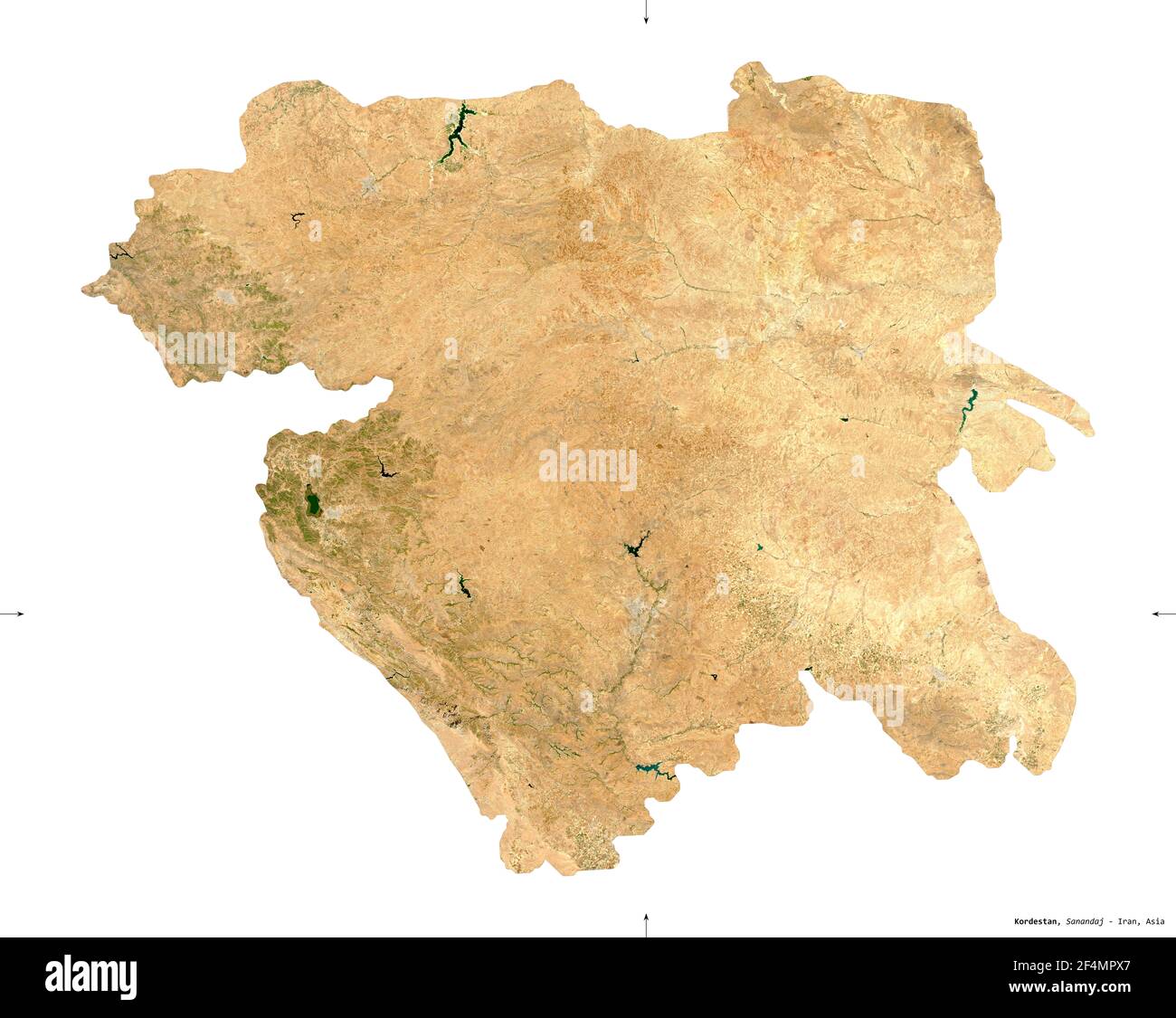 Kordestan, province of Iran. Sentinel-2 satellite imagery. Shape ...