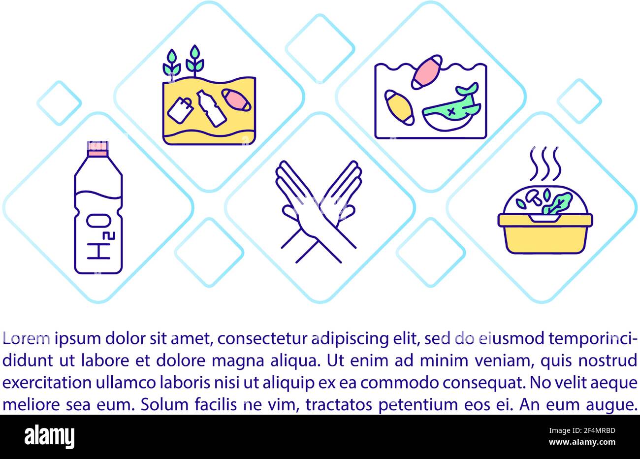 Rejection of plastic concept line icons with text Stock Vector Image ...