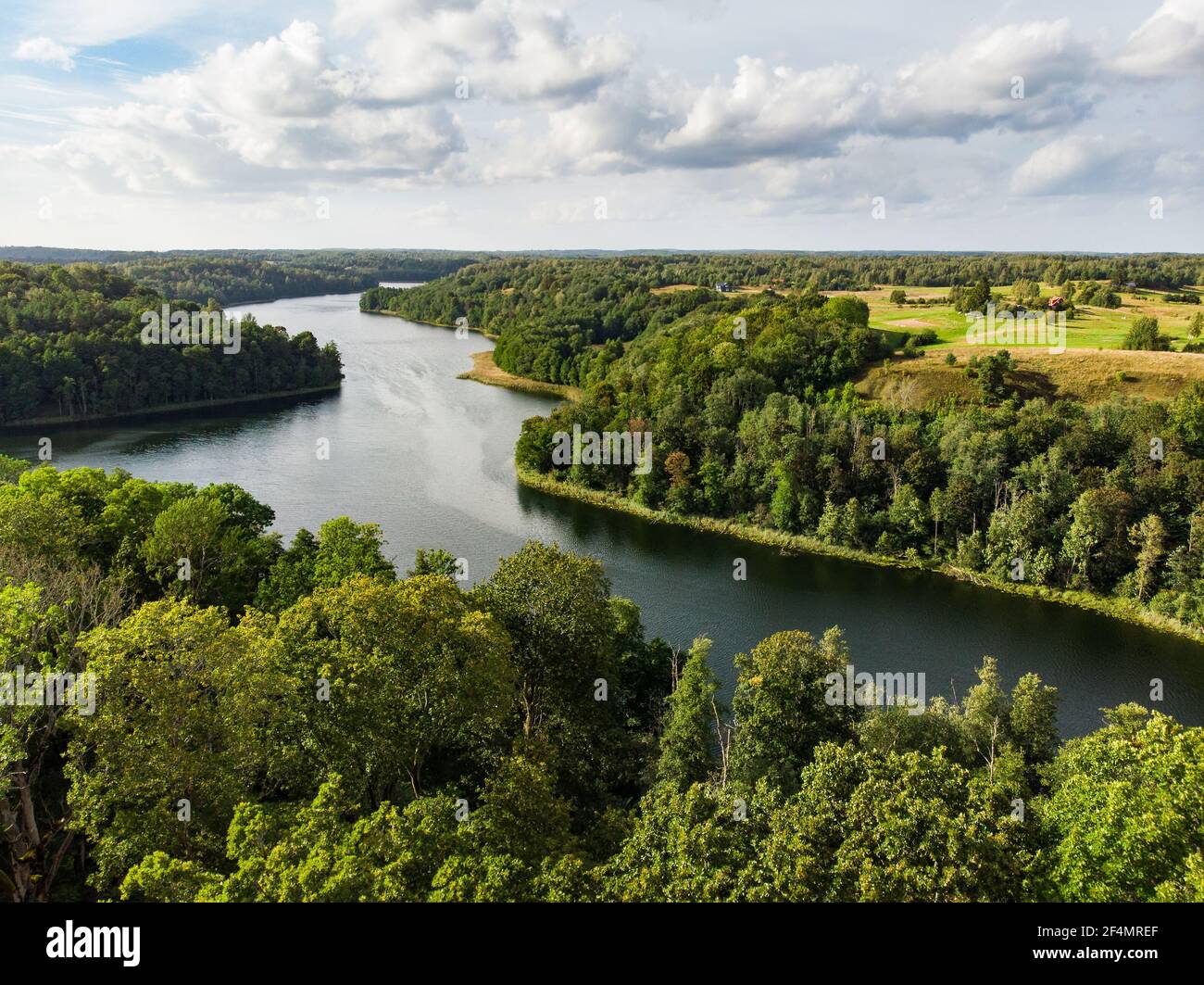 Aerial landscape view of Lake Asveja, the longest lake in Lithuania ...