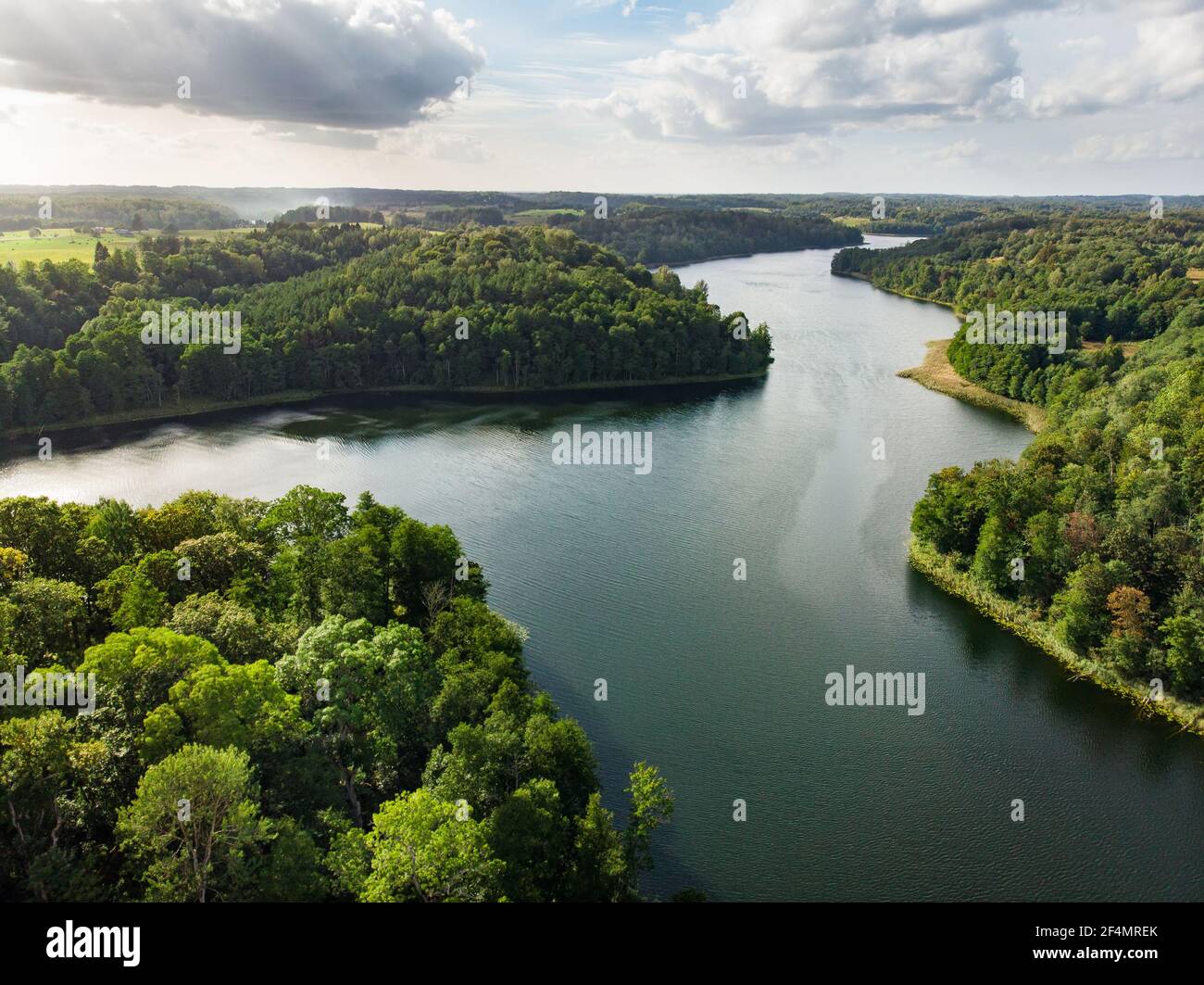 Aerial landscape view of Lake Asveja, the longest lake in Lithuania ...