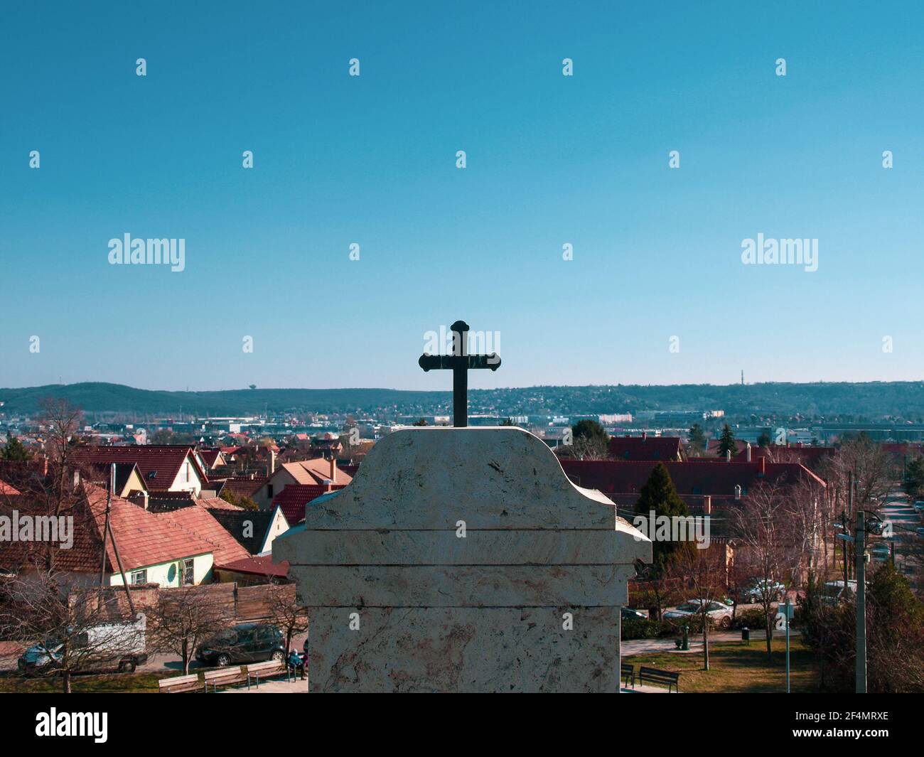 Christian Cross blesses City Stock Photo - Alamy