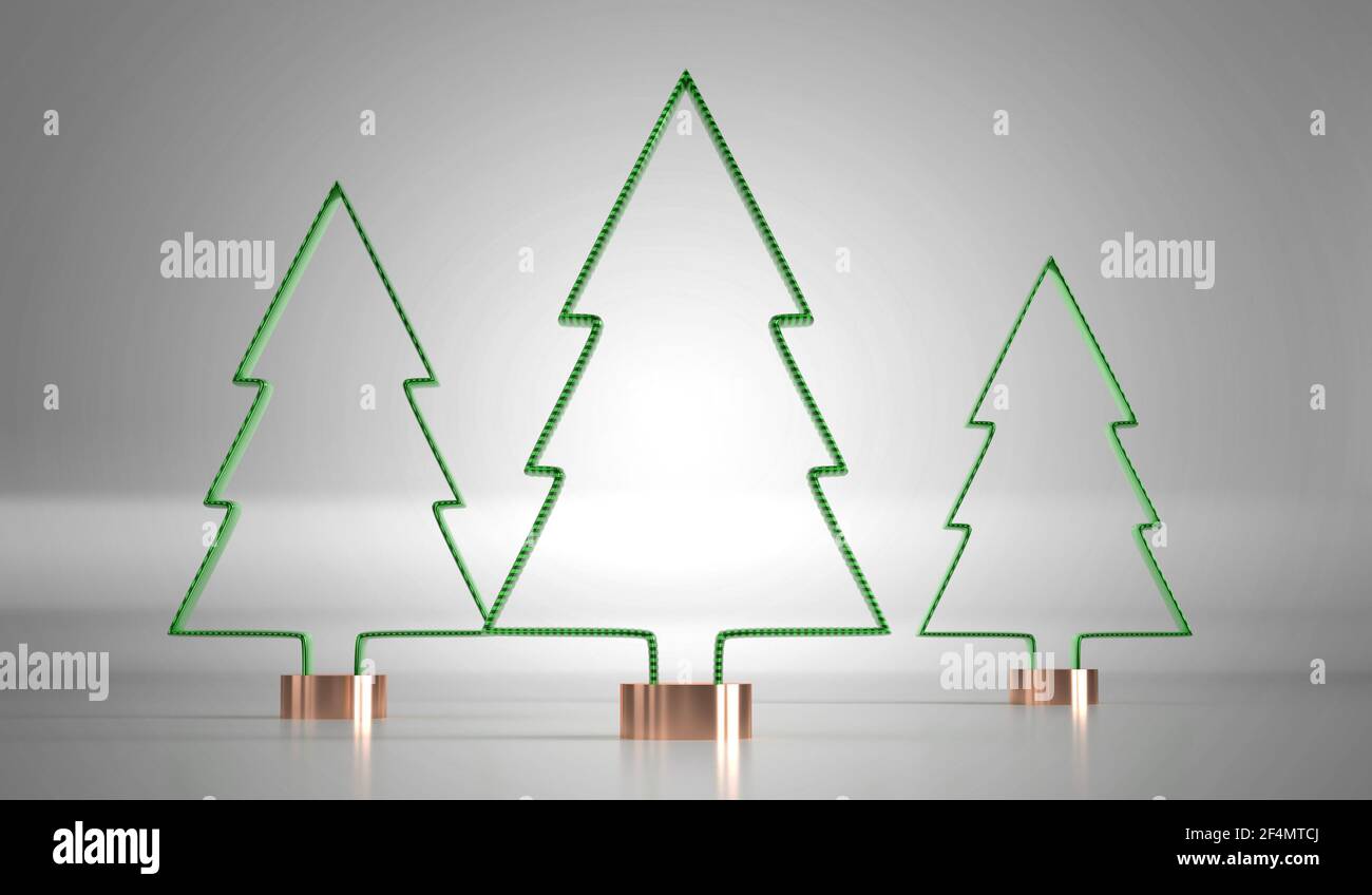 Geometrical Christmas trees - 3D illustration Stock Photo - Alamy