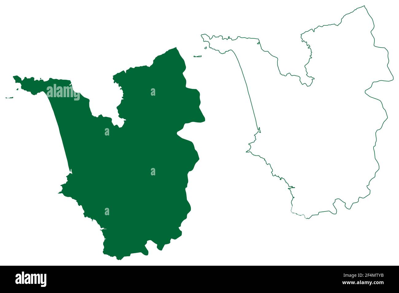 South Goa district (Goa State, Republic of India) map vector ...