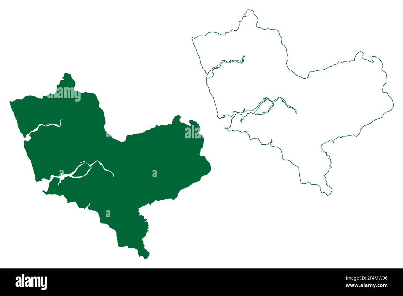 North Goa district (Goa State, Republic of India) map vector ...