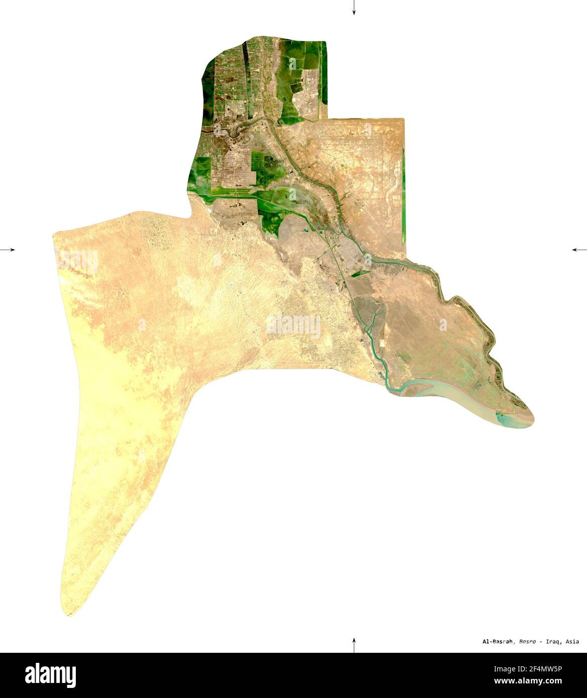 Al-Basrah, province of Iraq. Sentinel-2 satellite imagery. Shape ...