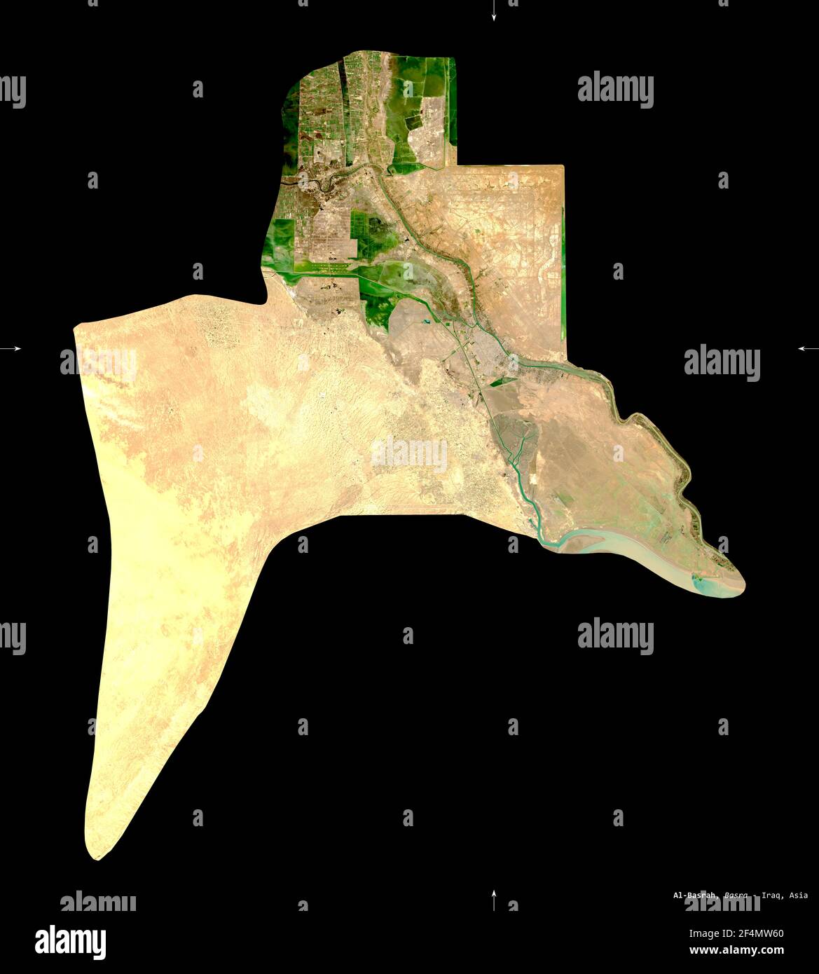 Al-Basrah, province of Iraq. Sentinel-2 satellite imagery. Shape ...