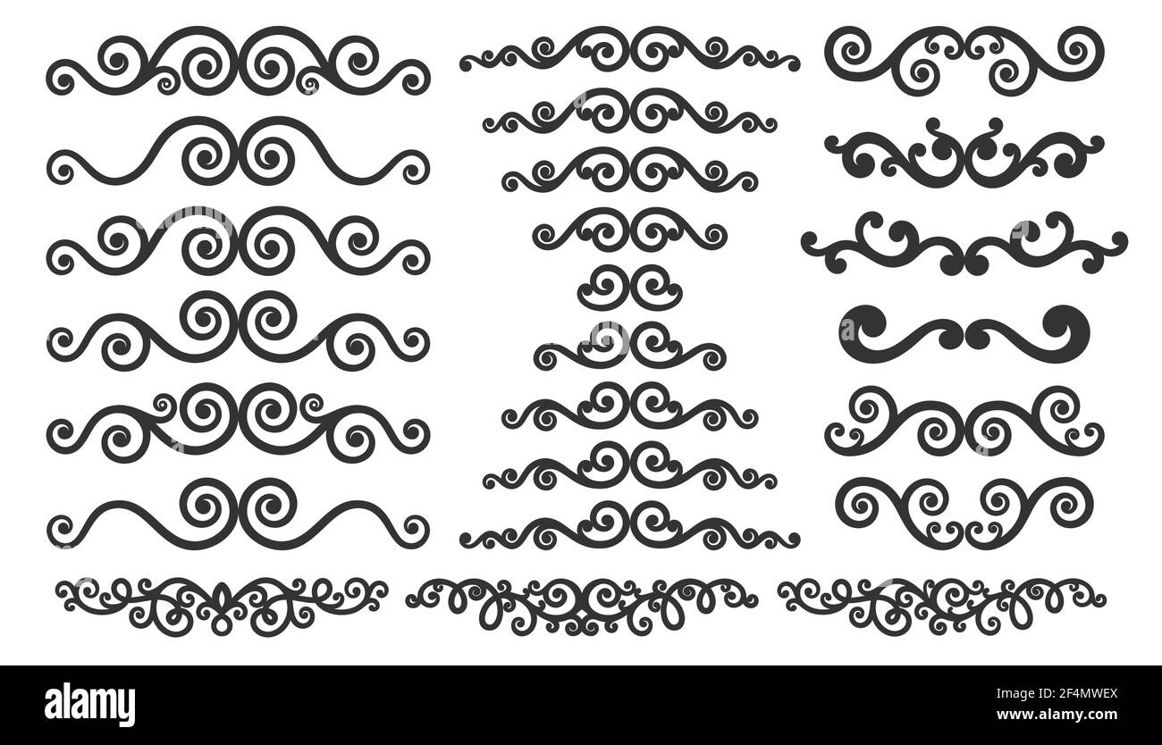 Borders collection isolated on white background. Set of swirl borders ...