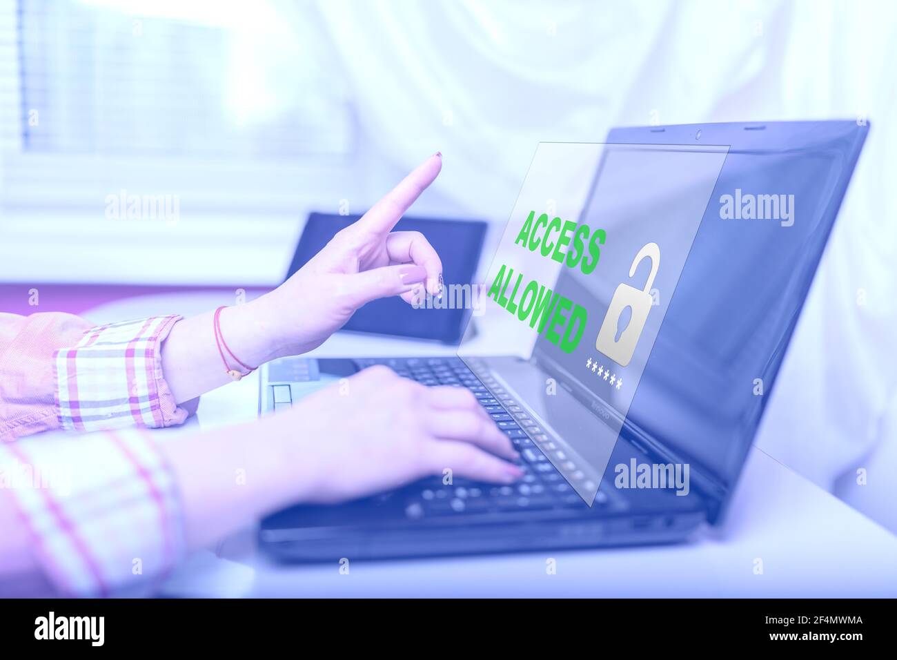 Authentication technology on computer screen. Concept of a Secure access allowed granted by ...