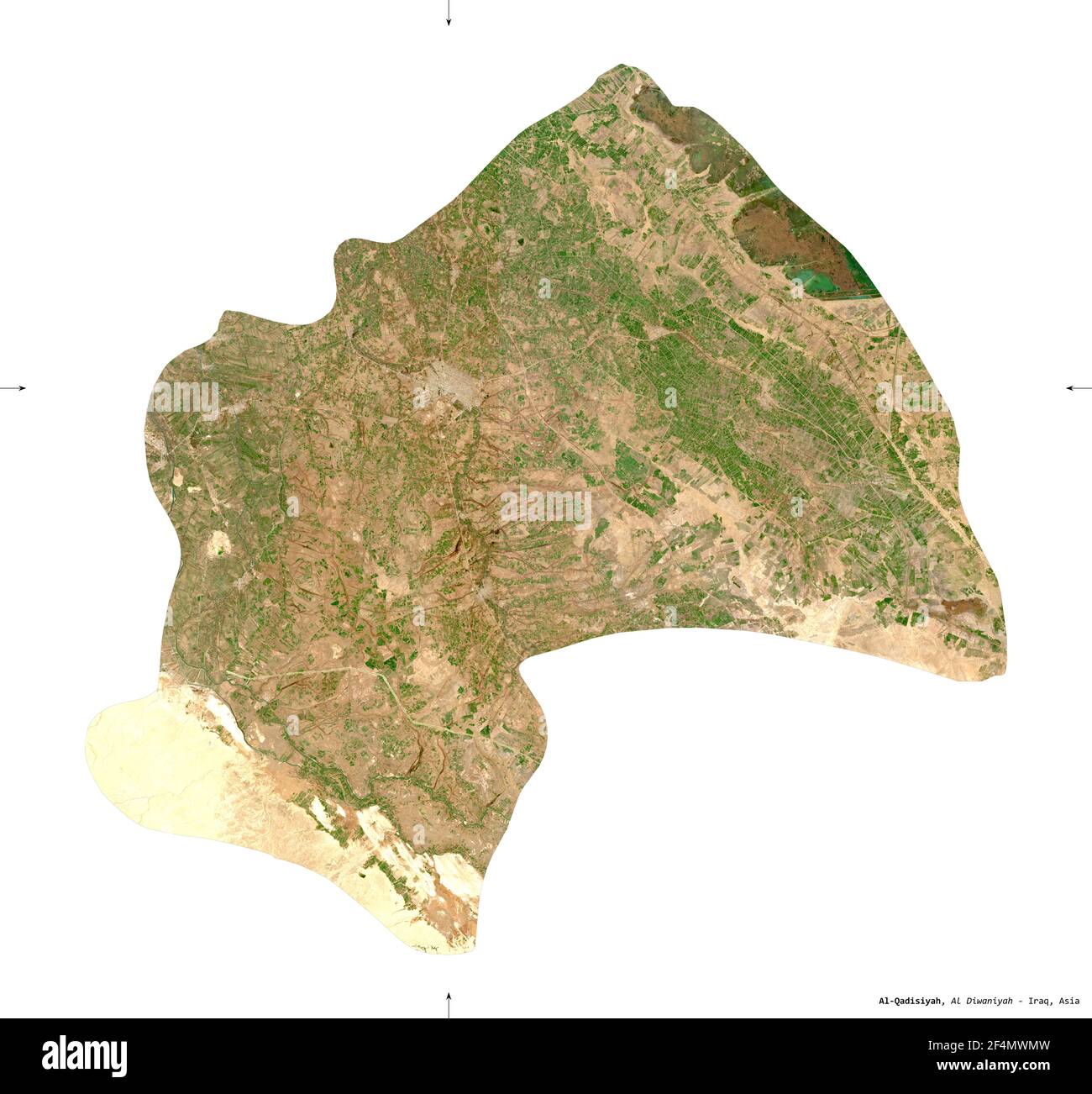 Al-Qadisiyah, province of Iraq. Sentinel-2 satellite imagery. Shape ...