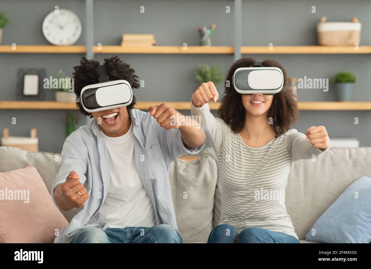 Modern virtual entertainment, home technology and fun together Stock ...