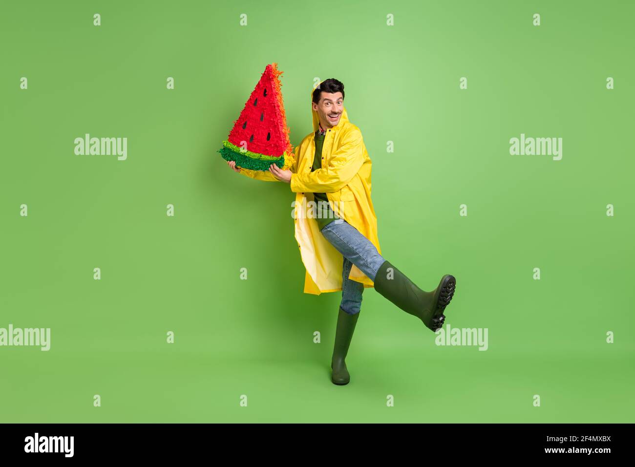 Full Size Photo Of Young Happy Cheerful Good Mood Smiling Man Dancing