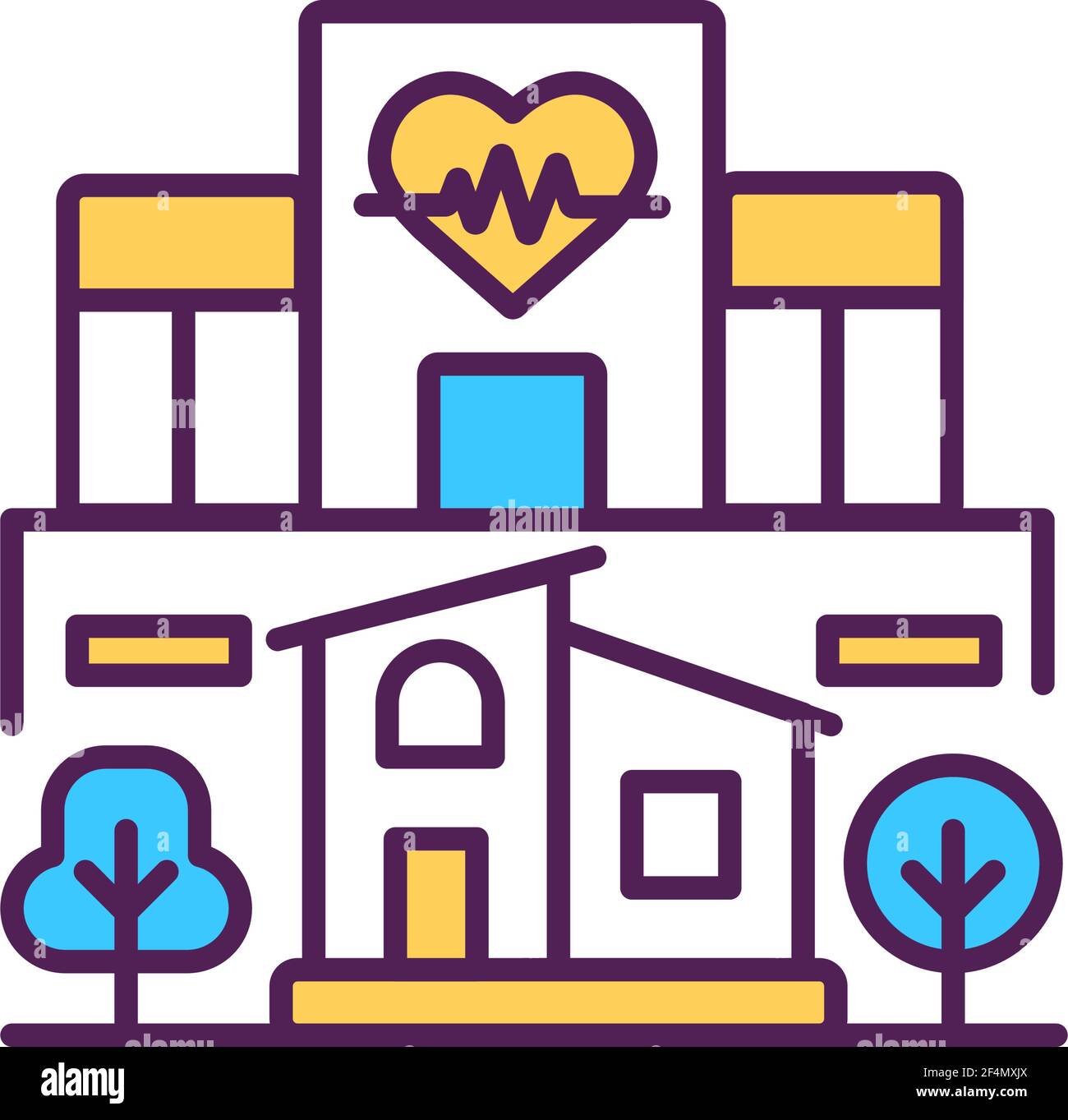 Hospital building RGB color icon Stock Vector Image & Art - Alamy