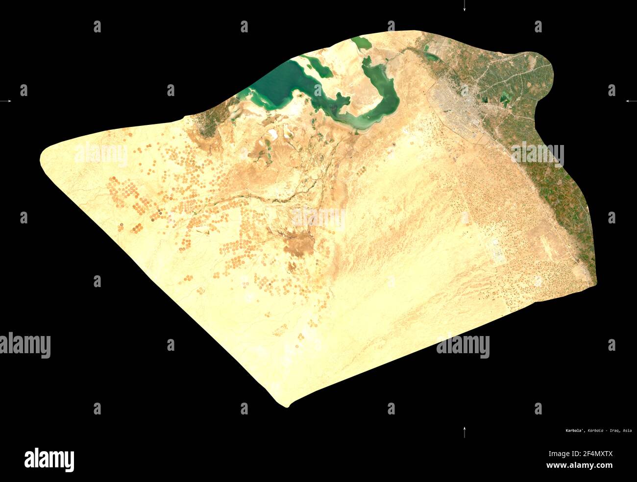 Karbala', province of Iraq. Sentinel-2 satellite imagery. Shape ...