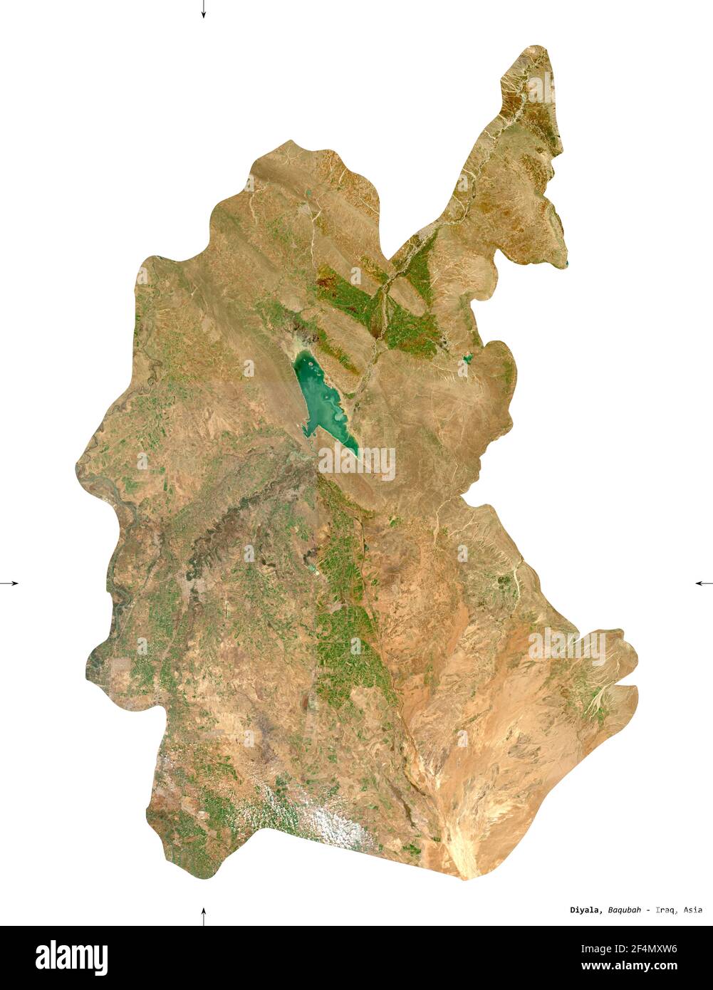 Diyala, province of Iraq. Sentinel-2 satellite imagery. Shape isolated ...