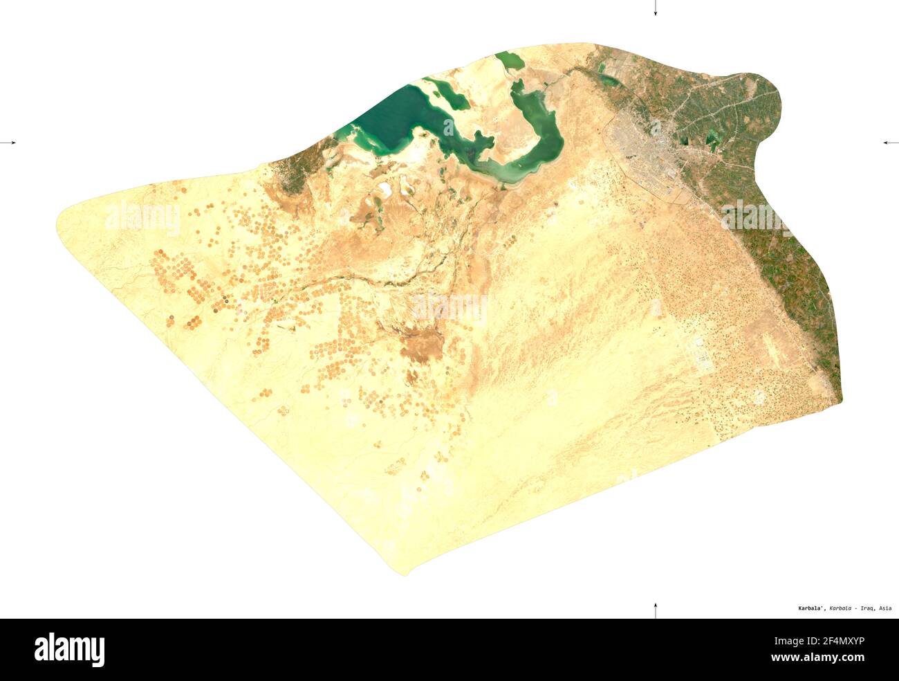 Karbala', province of Iraq. Sentinel-2 satellite imagery. Shape ...