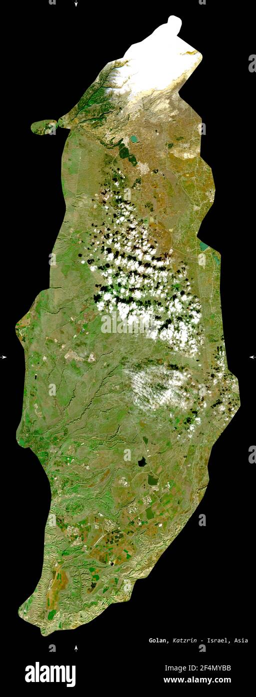 Golan, district of Israel. Sentinel-2 satellite imagery. Shape isolated ...