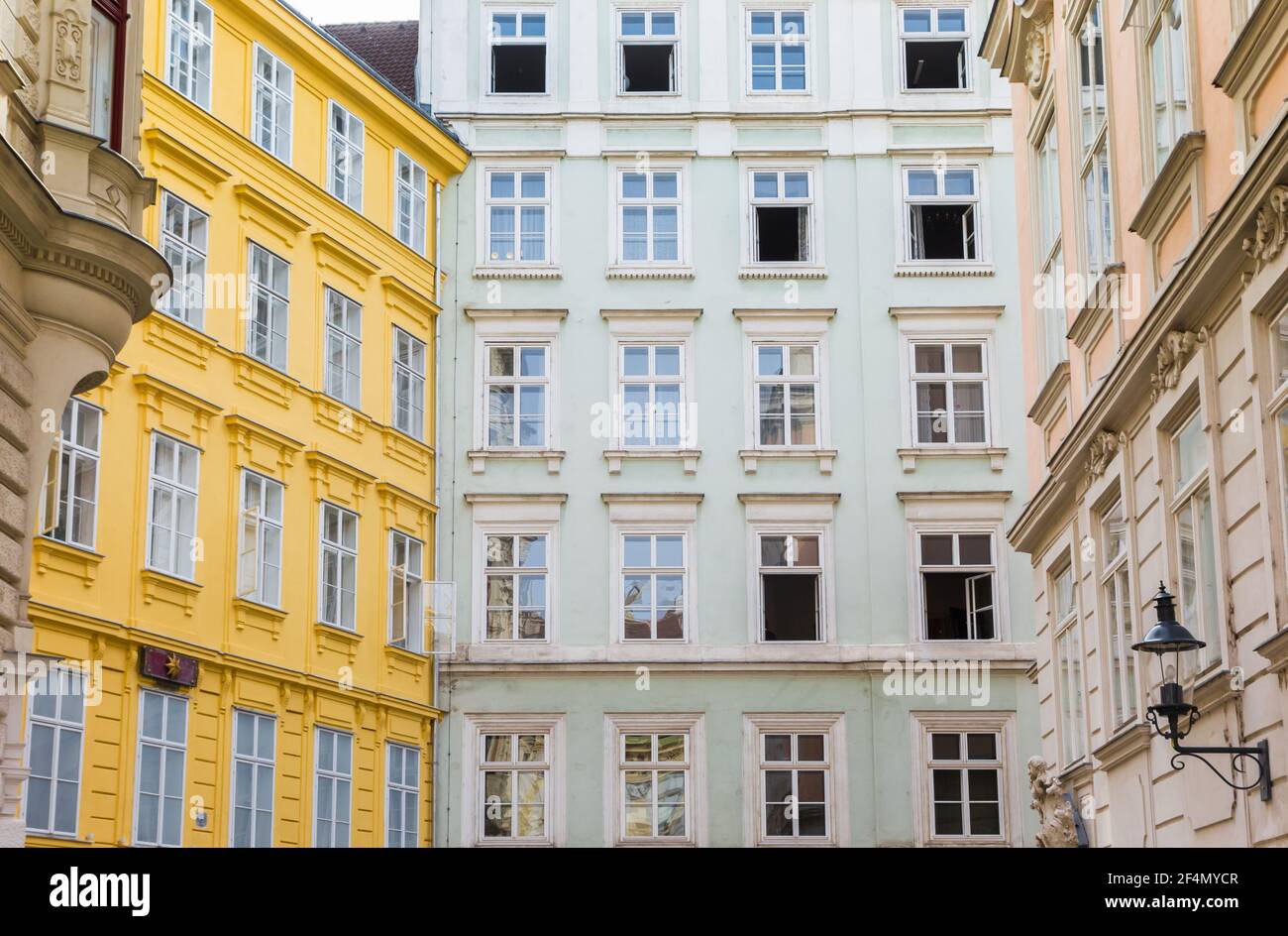 Colorful apartment building in the center of Vienna, Austria Stock ...