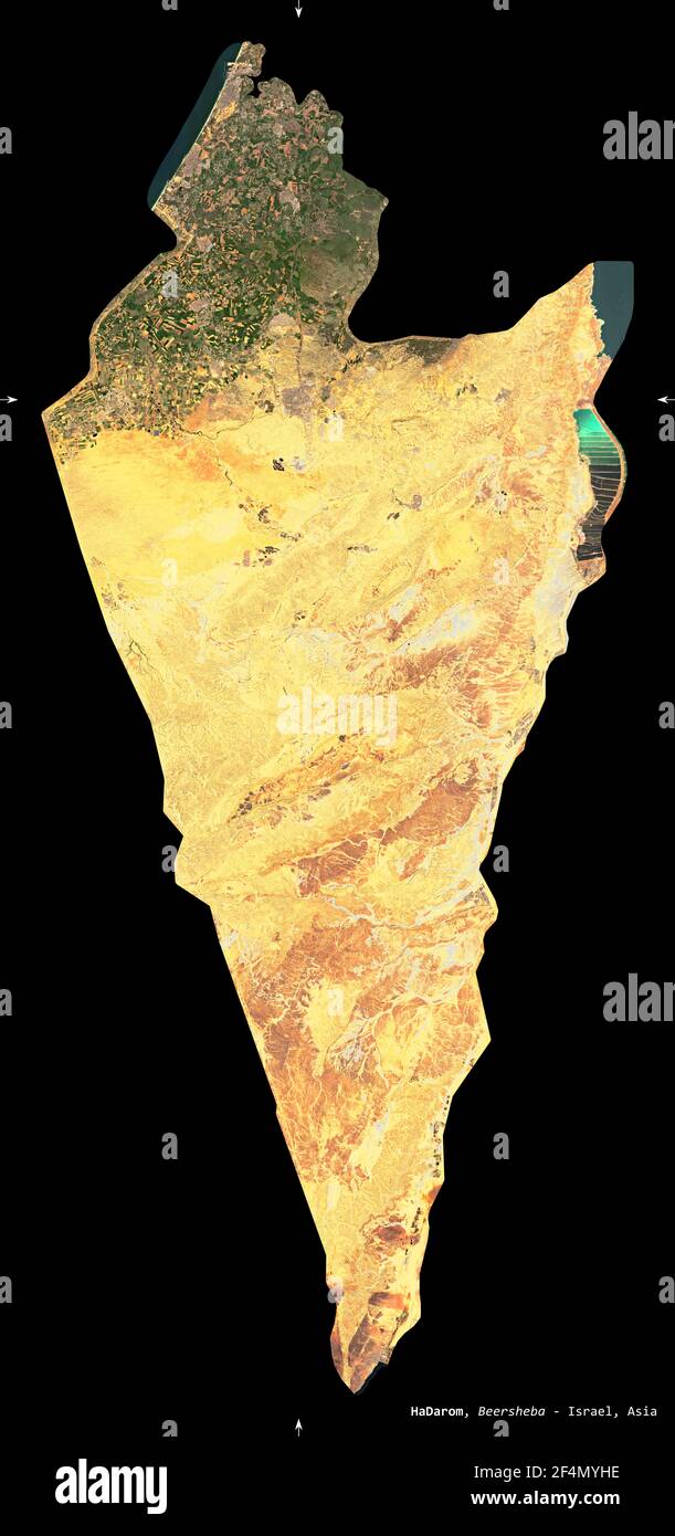 HaDarom, district of Israel. Sentinel-2 satellite imagery. Shape ...