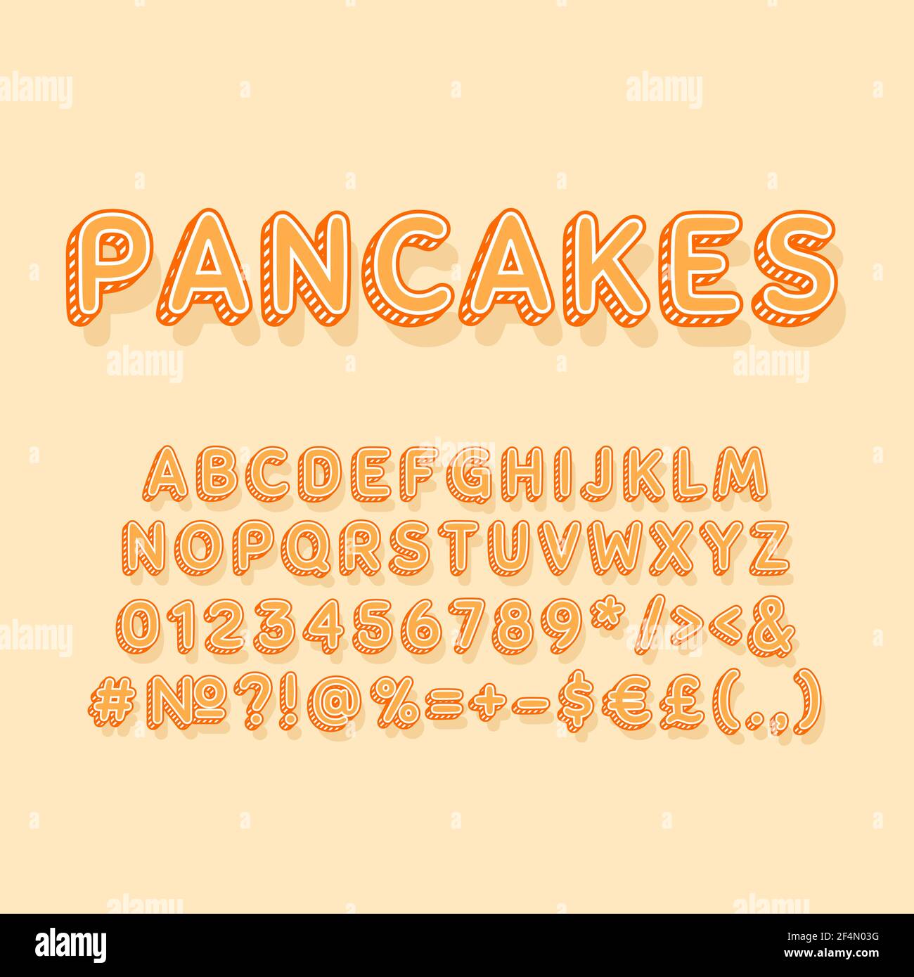 Pancakes vintage 3d vector alphabet set Stock Vector Image & Art - Alamy
