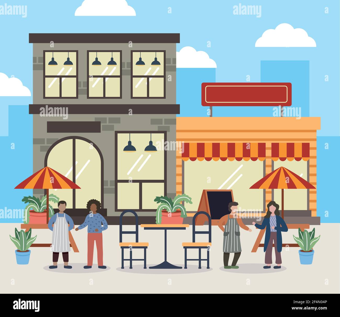 Street scene in commercial Stock Vector Images - Alamy