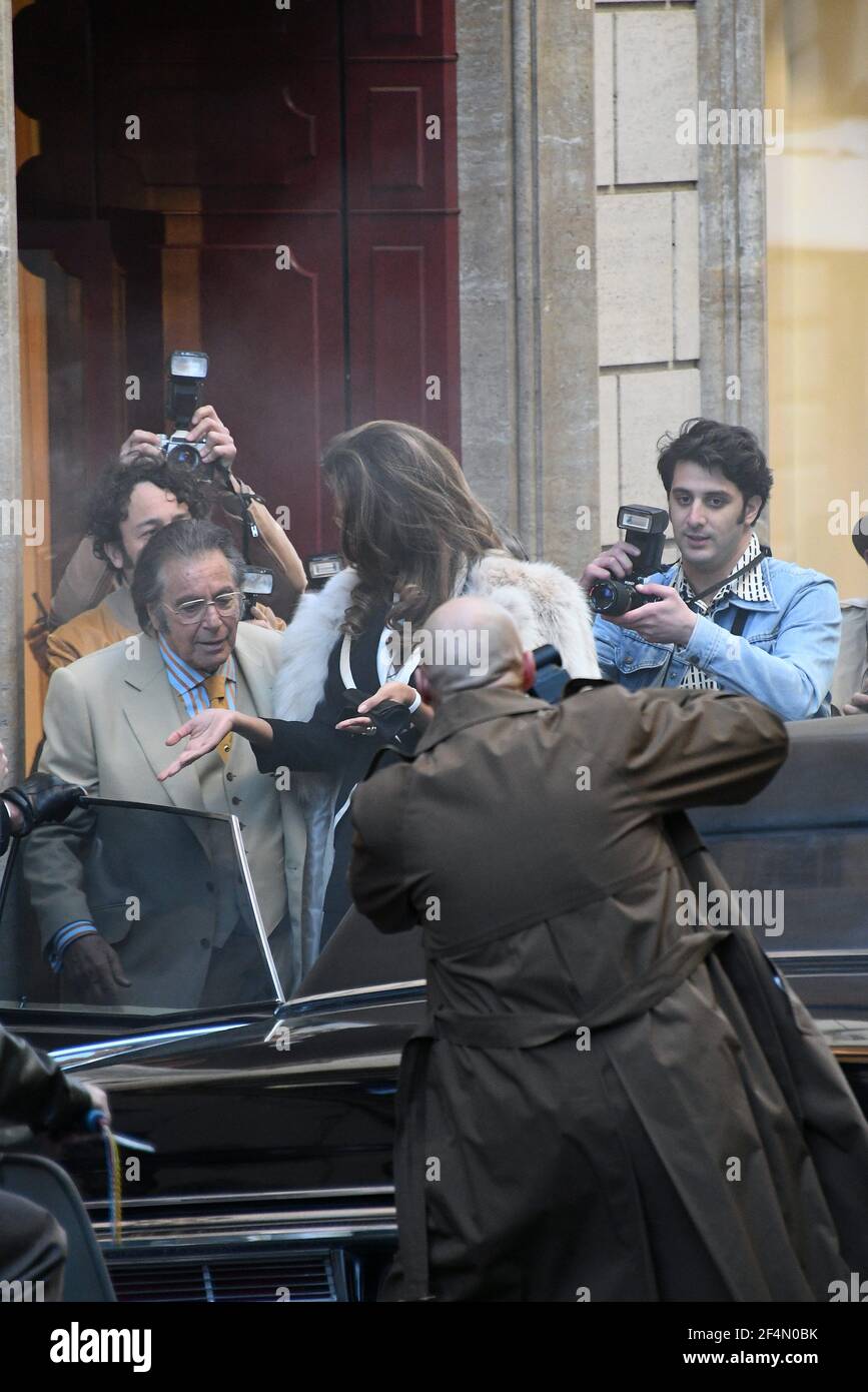 Rome, Italy. 22nd Mar, 2021. Rome, Via Condotti Lady Gaga and Al Pacino ...