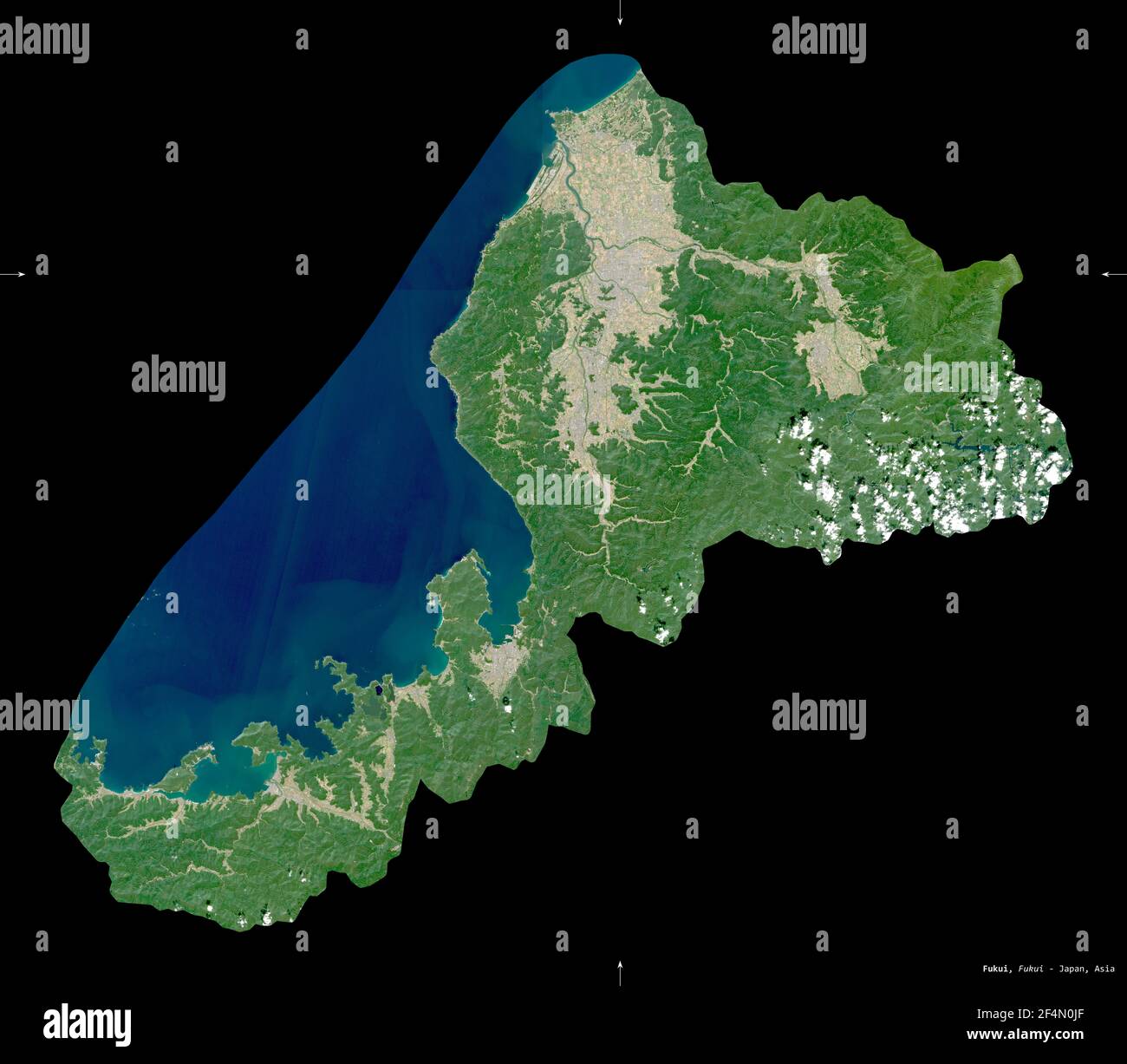 Fukui, prefecture of Japan. Sentinel-2 satellite imagery. Shape ...