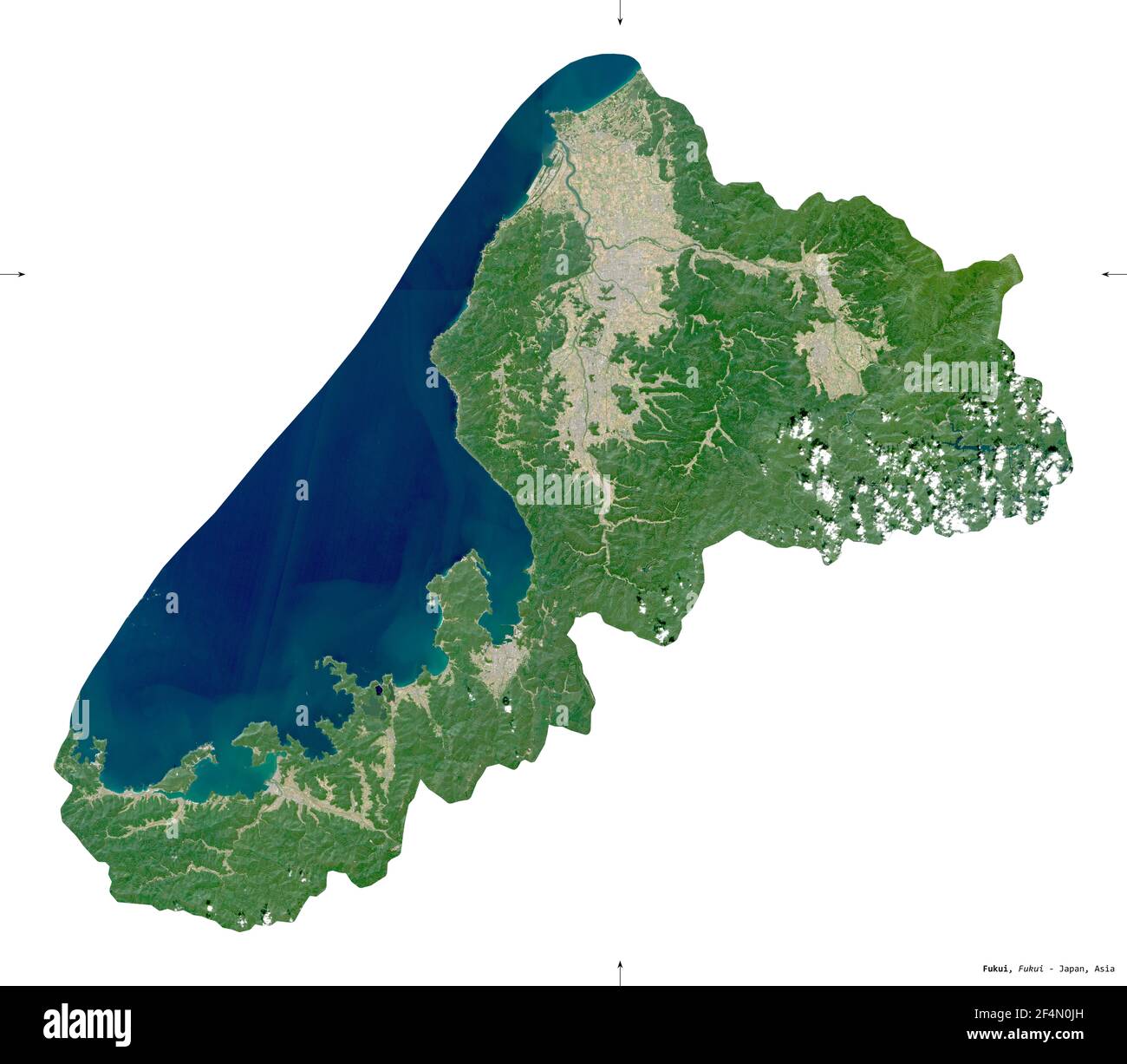 Fukui, prefecture of Japan. Sentinel-2 satellite imagery. Shape ...