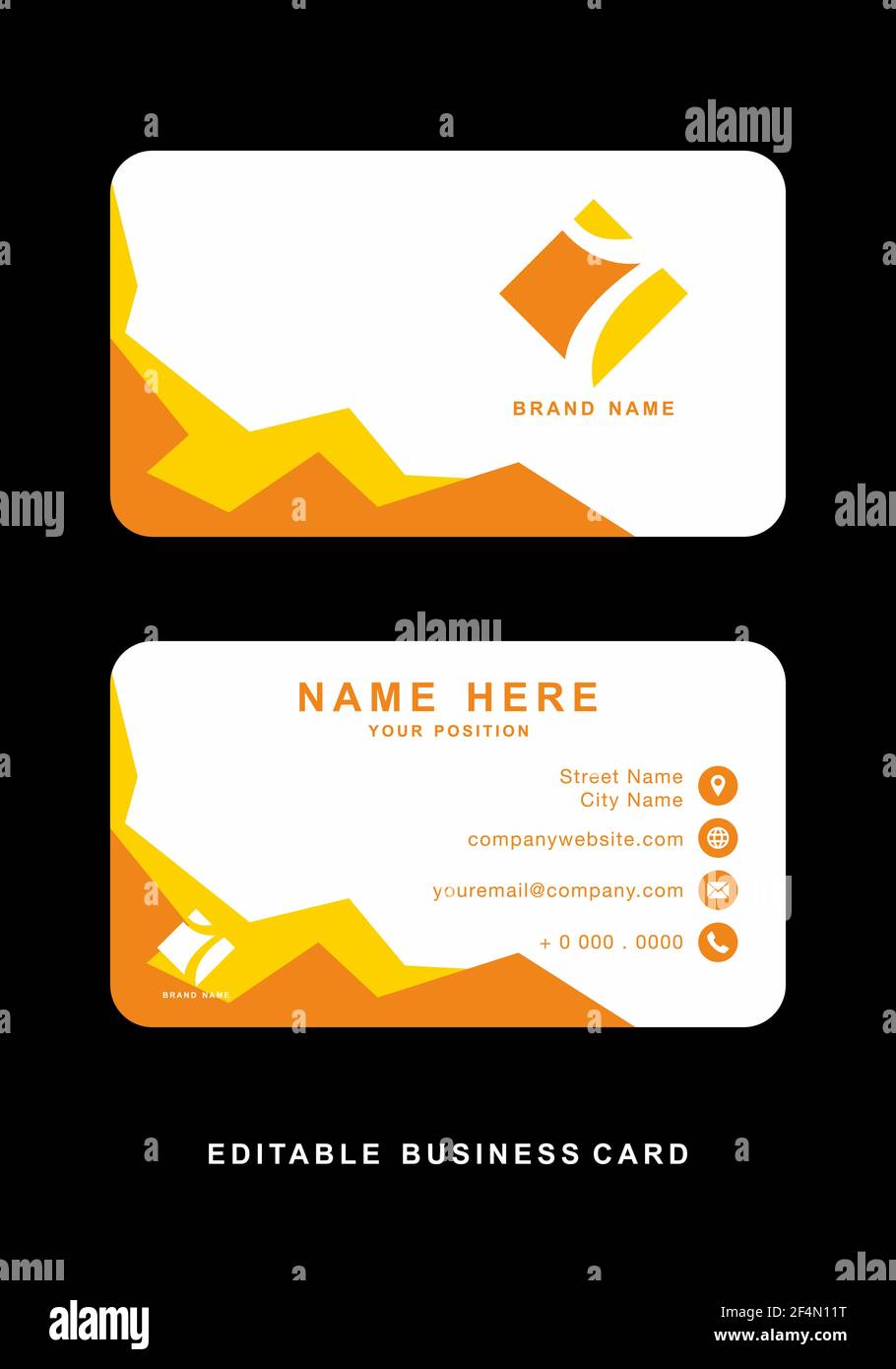 Editable yellow business card template design Stock Vector Image & Art ...