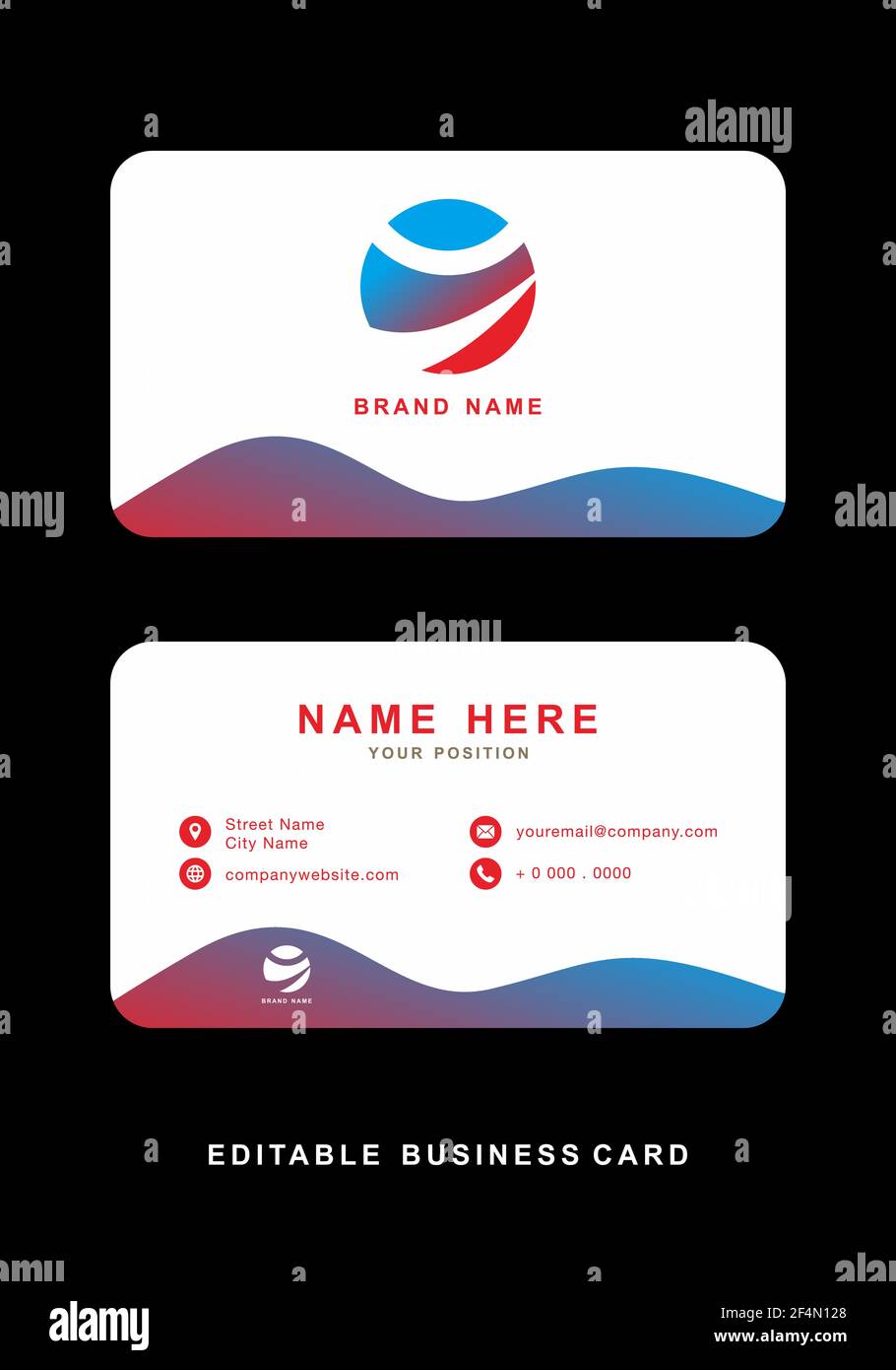Editable red blue color business card template design Stock Vector ...