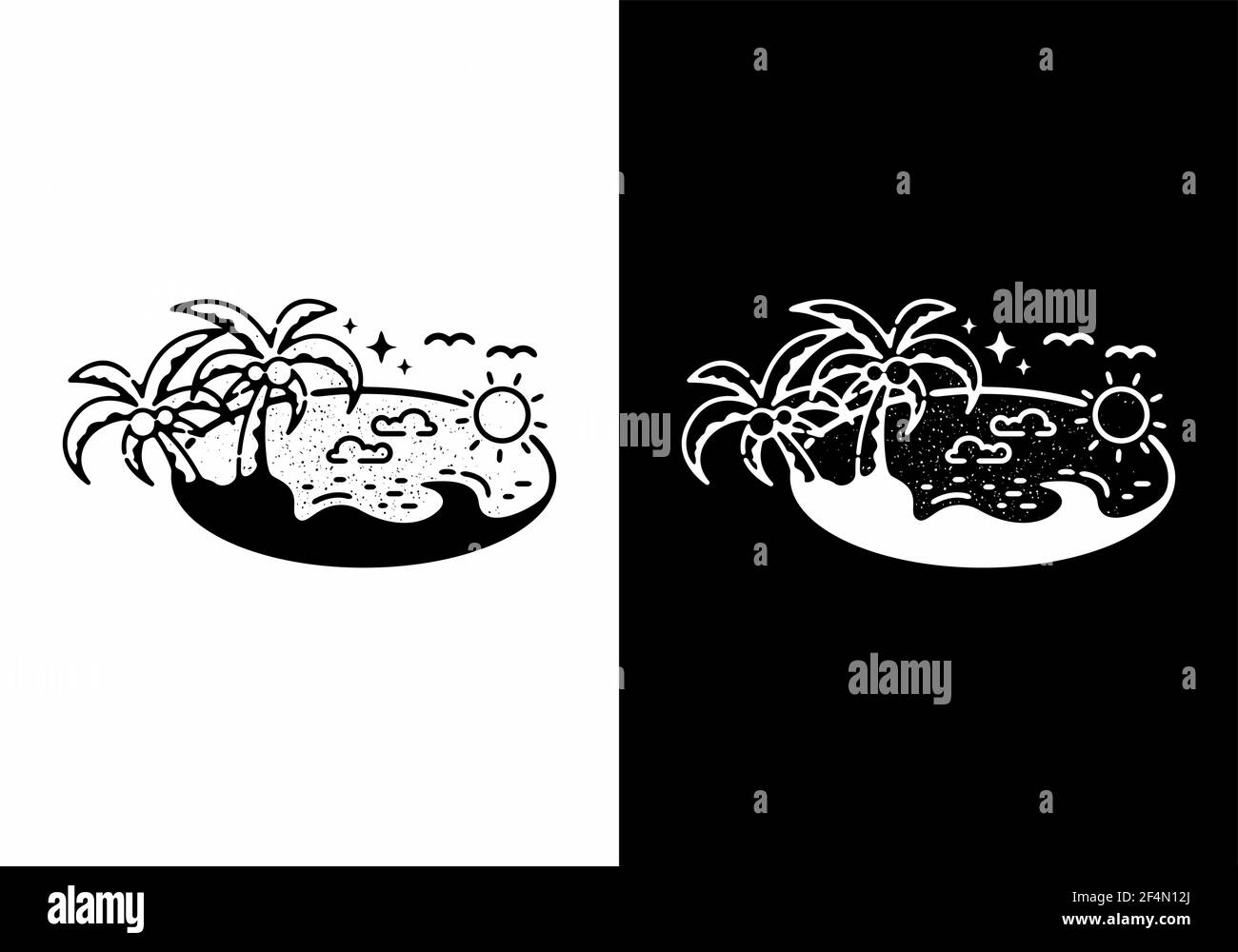 Line art illustration of beach in oval shape design Stock Vector Image ...