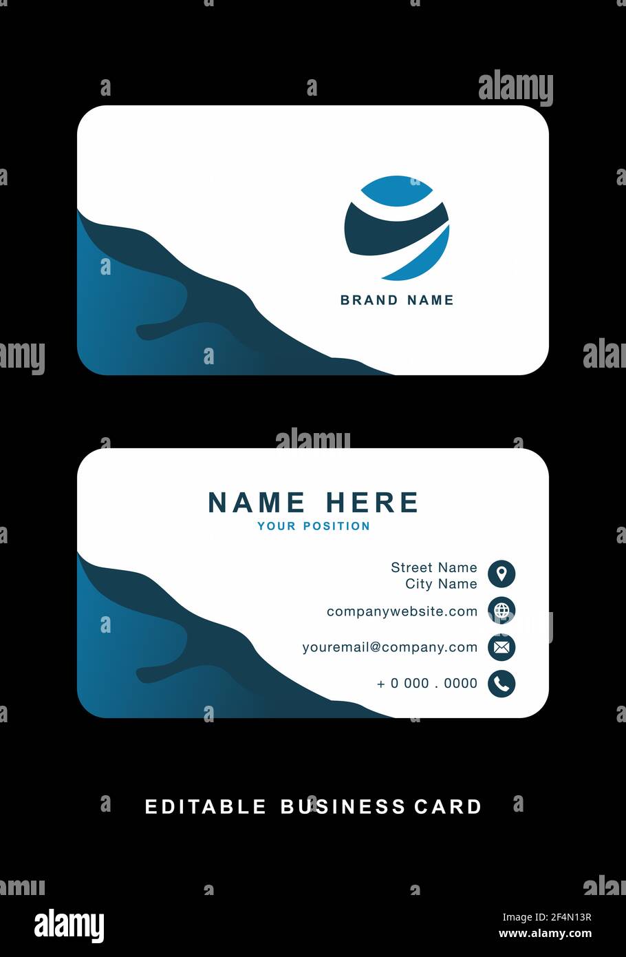 Editable blue color business card template design Stock Vector Image ...