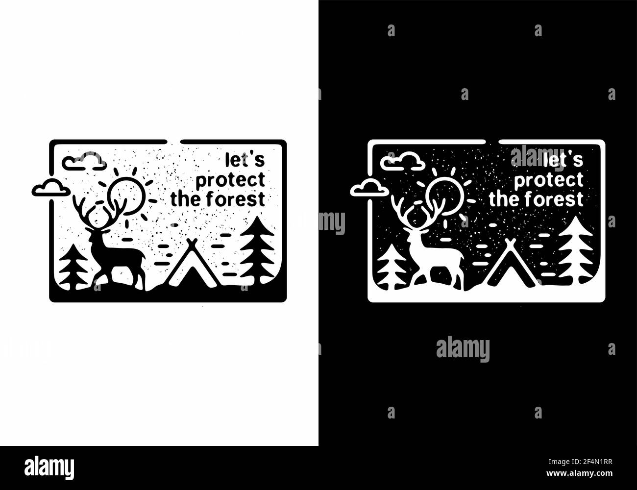 Protect the forest line art illustration design Stock Vector Image ...