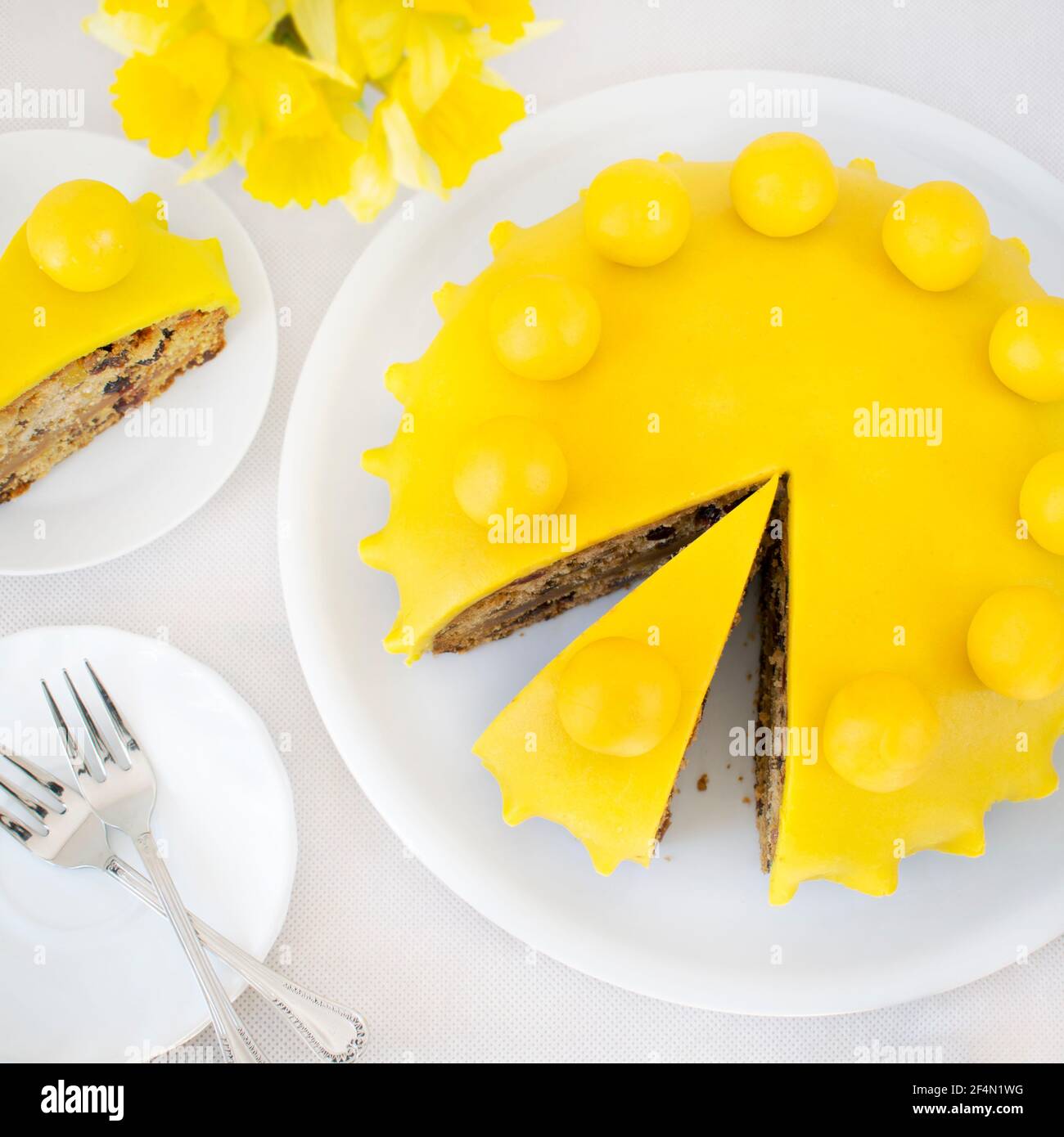 Simnel cake - English Easter cake with dried fruits and marzipan Stock ...