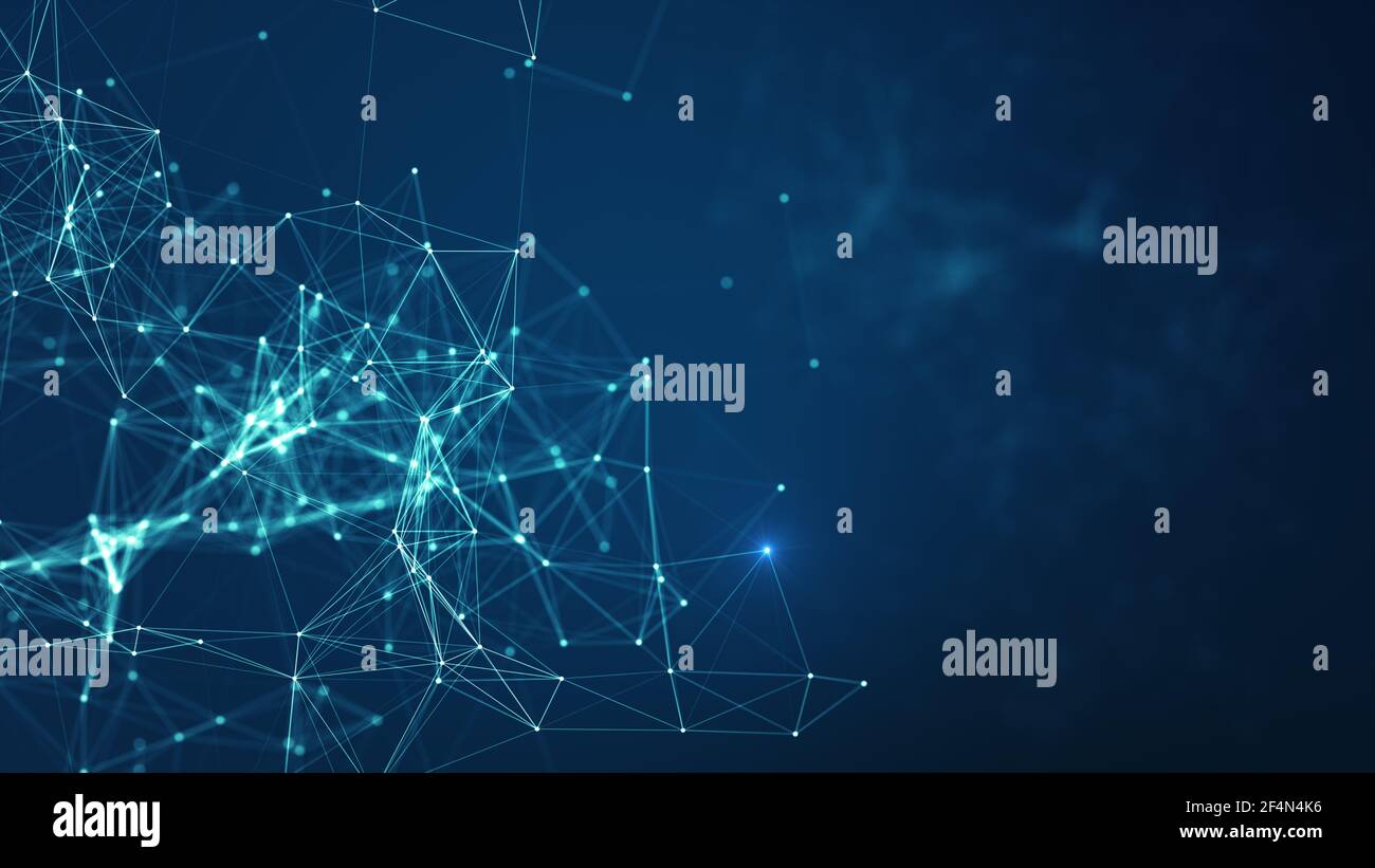 Technology background. Abstract connected dots and lines on blue ...