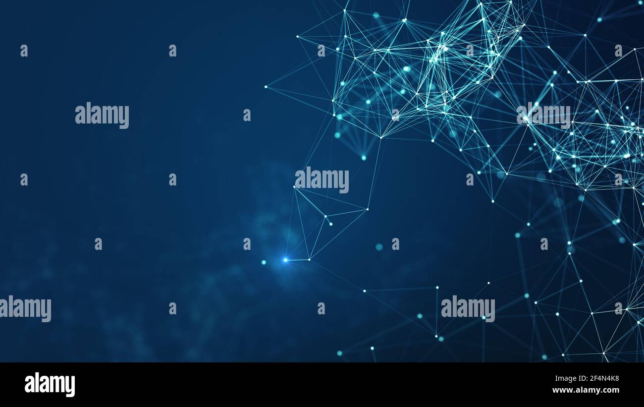 Technology background. Abstract connected dots and lines on blue ...