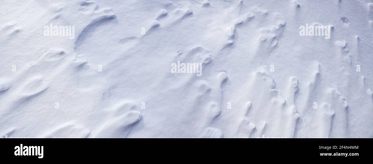 Panorama Texture of snow waves in bright sunlight. With a natural ...