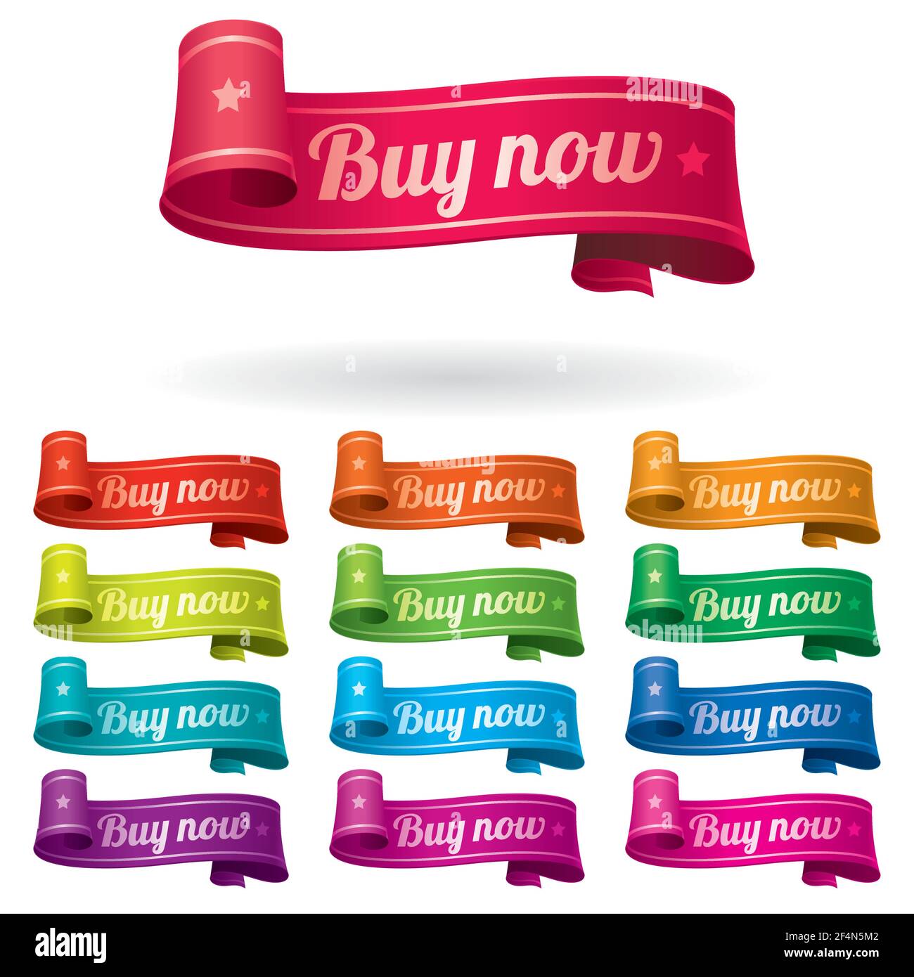 Set of vector illustration ribbons, paper. Shiny sign, label icon ...