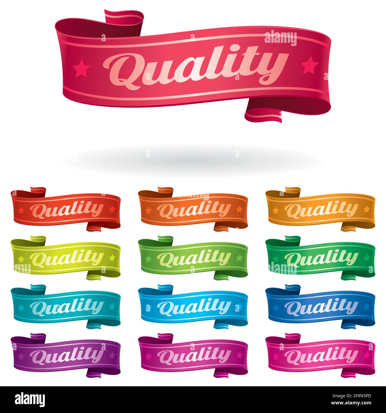 Set of vector illustration ribbons, paper. Shiny sign, label icon ...
