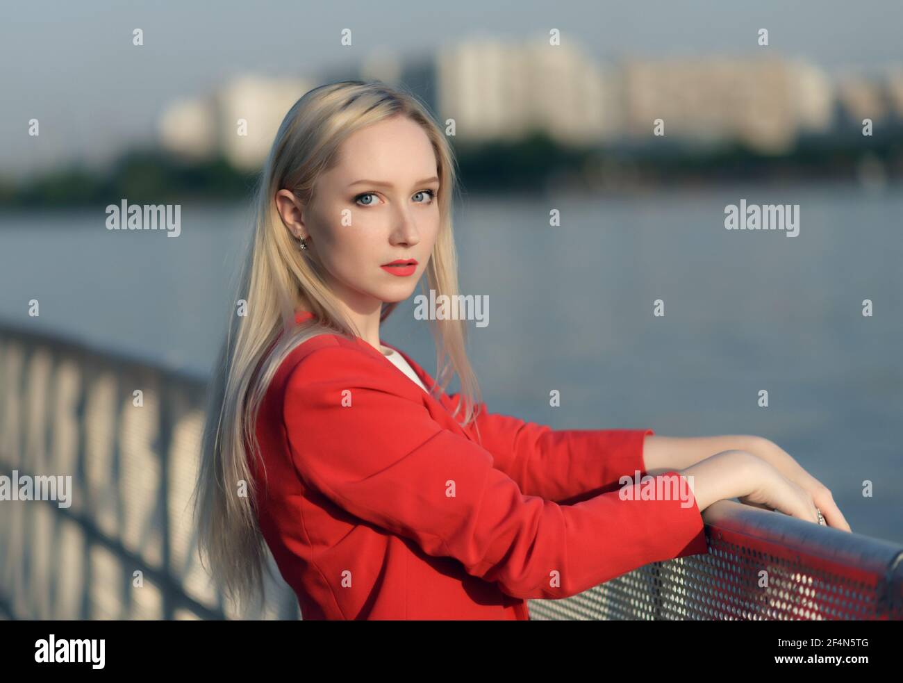 Outdoors portrait of beautiful young woman. Selective focus Stock Photo ...