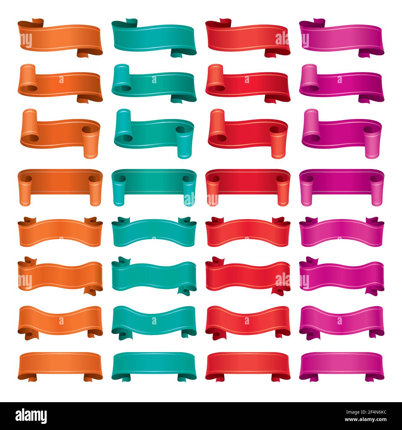 Set of vector illustration ribbons, paper. Shiny sign, label icon ...