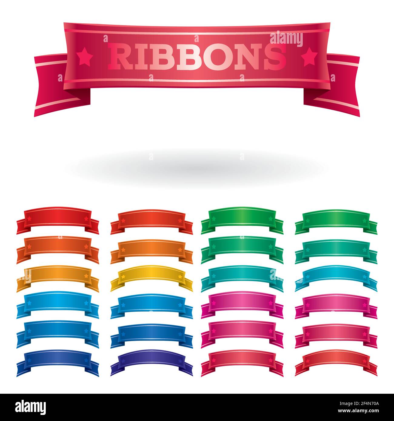 Set of vector illustration ribbons, paper. Shiny sign, label icon ...