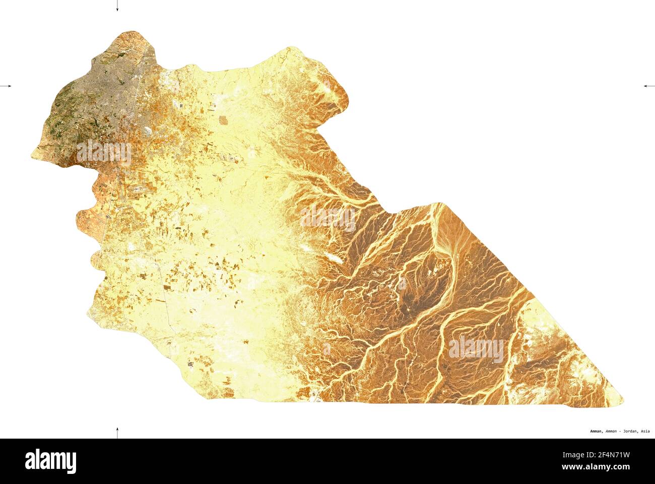 Amman, province of Jordan. Sentinel-2 satellite imagery. Shape isolated ...