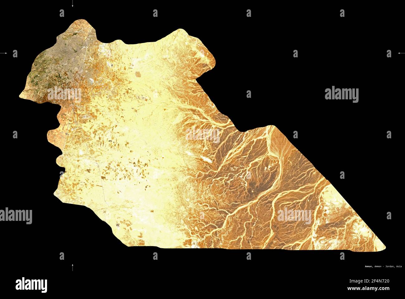 Amman, province of Jordan. Sentinel-2 satellite imagery. Shape isolated ...