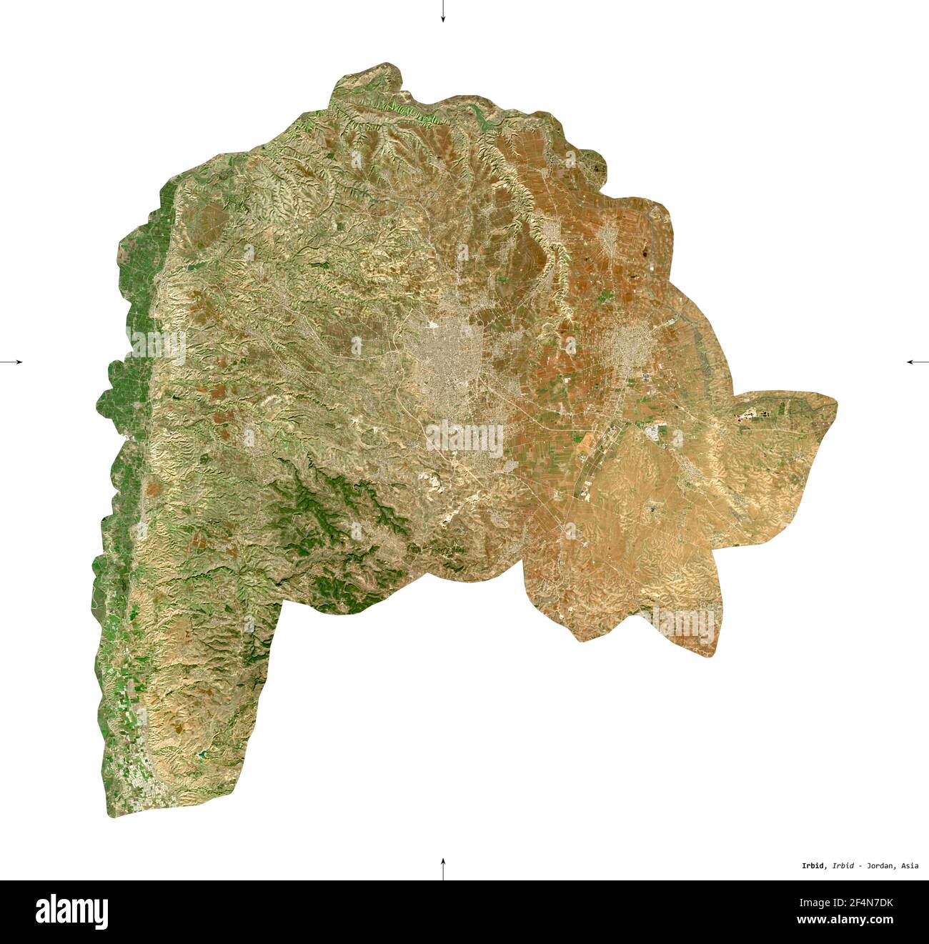 Irbid, province of Jordan. Sentinel-2 satellite imagery. Shape isolated ...