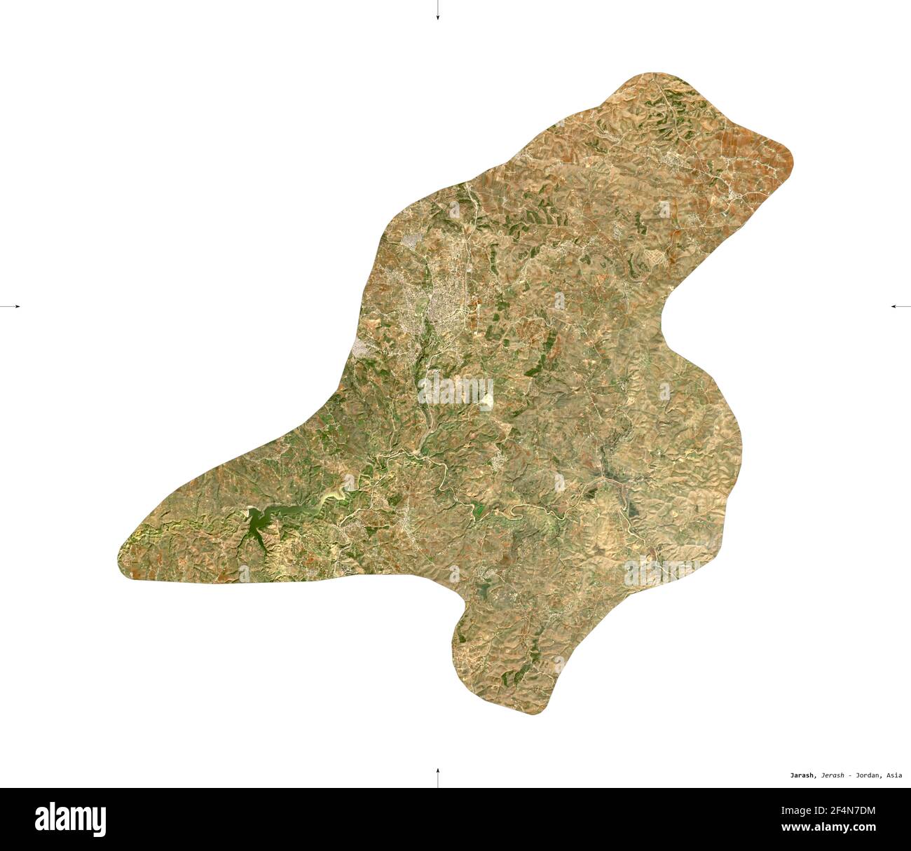 Jarash, province of Jordan. Sentinel-2 satellite imagery. Shape ...