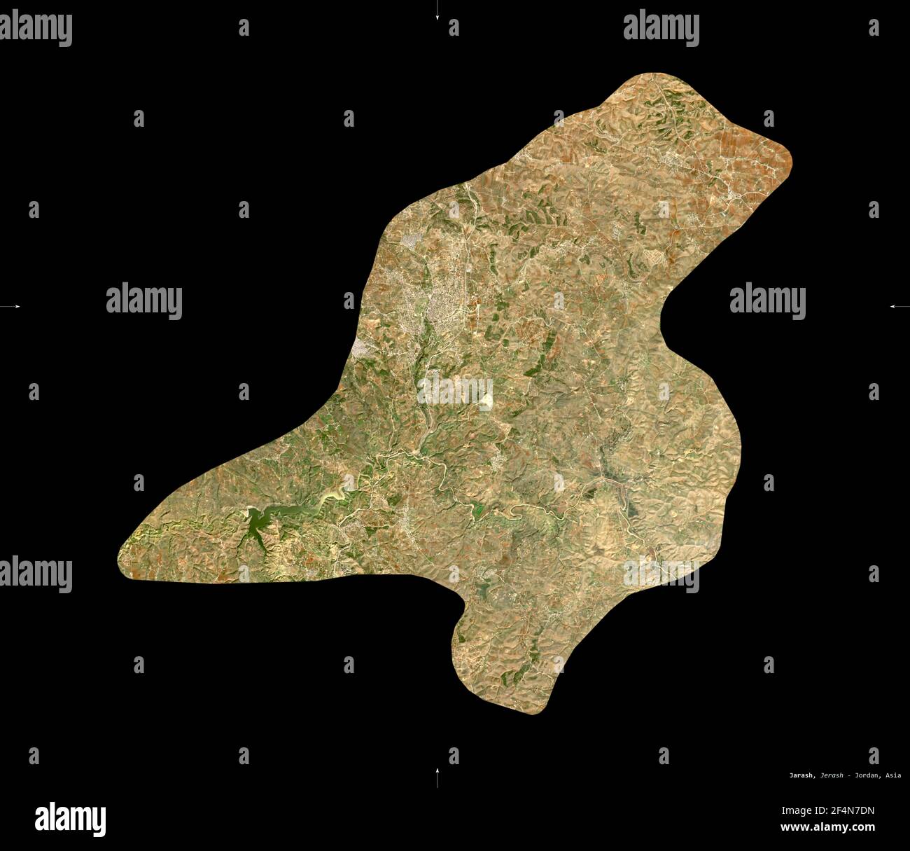 Jarash, province of Jordan. Sentinel-2 satellite imagery. Shape ...