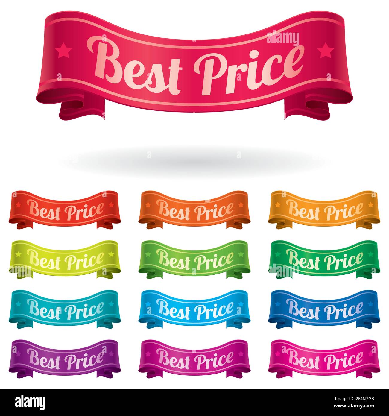 Set of vector illustration ribbons, paper. Shiny sign, label icon ...